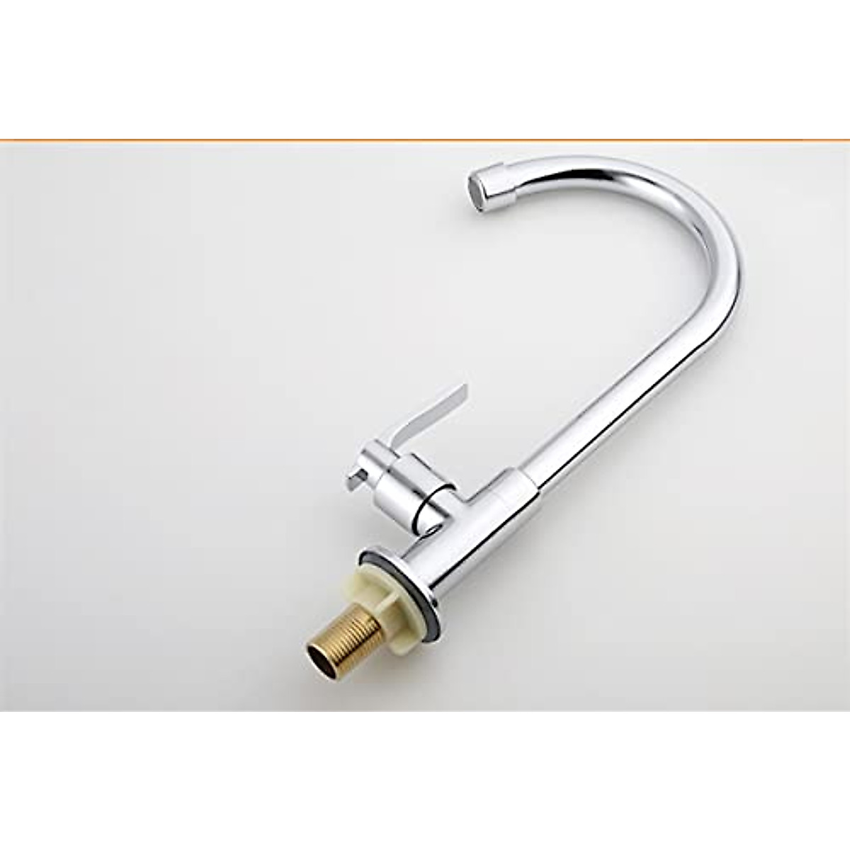 WJEF High Arc Rotary Brass Faucet Cold Water Tap Single Lever One Hole Sink Faucets for Kitchen, Bar, Patio and Outdoor, Chrome, Silver