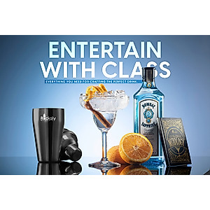 ROCKSLY Mixology Bartender Kit and Cocktail Shaker Set for Drink Mixing | Mixology Set with 6 Bar Set Tools and Bamboo Stand Makes It The Perfect Home Cocktail Kit | Complete Bartender Kit (Black)