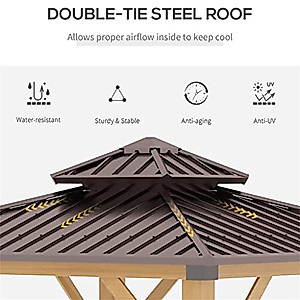 ZZBJ 10' X 10' Hardtop Gazebo Patio Canopy Shelter Outdoor W/Steel Double Tier Roof for Garden, Patio, Backyard