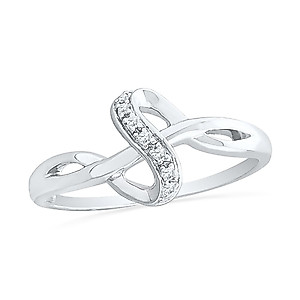 DGOLD Sterling Silver Round Diamond Twisted Fashion Ring (0.04 cttw)