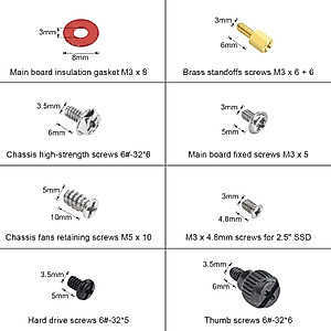 Powlankou PC Computer Screws Standoffs Kit for Hard Drive Computer Case Motherboard Fan Power Graphics