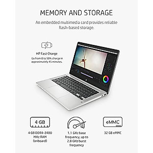 HP Chromebook 14 Laptop, Intel Celeron Processor, 4 GB RAM, 32 GB eMMC, 14” FHD (1920 x 1080) Chrome OS, Webcam & Dual Mics, Work, Entertainment, School, Long Battery Life (14a-na0160nr, 2021)