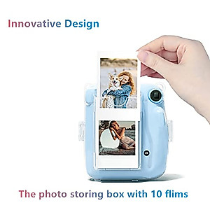 Leonuliy Mini 11 Protective Case, Film Storing Box, Removable Shoulder Strap for Fujifilm Instax Mini 11 Instant Camera, Hard PVC, Clear.