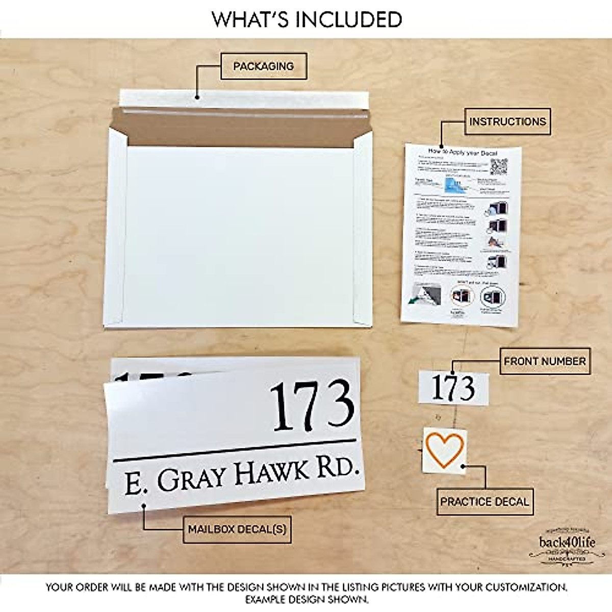 Personalized Mailbox Numbers - Street Address Vinyl Decal - Custom Decorative Numbering Street Name House Number Gift E-004d - Back40Life