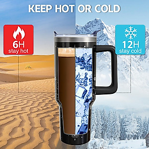 Gonqtoz 40 oz Sun And Moon Tumbler With handle and straw,Stainless Steel Cup Extra Large Vacuum Double Wall Insulated Tumblers Travel Mug,Hot and cold beverages Car Cup