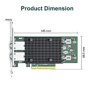 10Gb NIC Dual RJ45 Port PCIe Network Card with Intel X540-AT2 Controller, 10G Ethernet Converged Network LAN Adapter, Support Windows/Linux/Vmware/ESX/Freebsd Server, Compare to Intel X540-T2