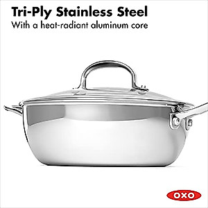 OXO Good Grips Tri-Ply Stainless Steel Pro 3.5QT Covered Saucepan