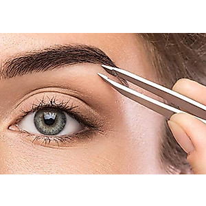 Professional Diamond Tip Eyebrow Tweezers (Rainbow Titanium Finish Slant Tip Tweezer BT2227DR 4.0)