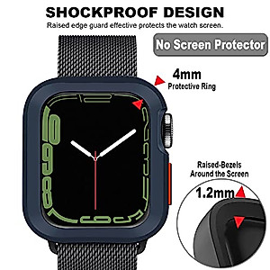 Botomore Matte Soft-Touch Bumper Compatible for Apple Watch Case 45mm/44mm Series 8/7/6/SE/5/4,Premium Military Grade Flexible Lightweight TPU Cover for iWatch Women Men - Blue [no Screen]