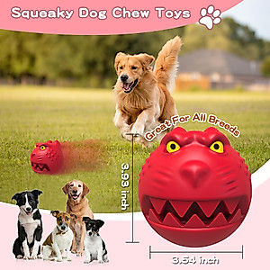 bobosogo Dog Toys for Aggressive Chewers, Squeaky Dog Chew Toys for Large Breed, Tough Indestructible Interactive Chew Toys for Medium Large Dogs (Red)