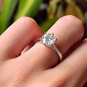 DovEggs Solitaire Moissanite Engagement Rings for Women 2ct 8mm GHI Color Moissanite Engagement Brilliant Ring 14K Gold QUALITY Sterling Silver Wedding Ring(sterling-silver, 7)