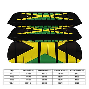 Jamaican Country Flag Soft Duvet Cover Set 3 Piece (1 Duvet Cover + 2 Pillow Case) Comforter Cover Bedding Set 86"x70"