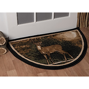 Great American Distributors Hearth Slice Fireplace Rug - Log Cabin Decor, Kitchen Carpet, Accent Rug, for Wood Floors, Fire Resistant Mat, Nature Scene, Deer 2'2" x 3'3" (Brown/Green)