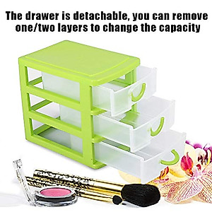 Plastic Non-toxic Drawer Storage Box, Drawer Storage Organizer, Convenient for Bedroom,(3 layers of green)