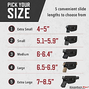 ComfortTac Gun Holster for Men & Women - Right-Handed, Extra Small (Size 1) Concealed Carry Holster - Wear Inside (IWB) or Outside (OWB) The Waistband - Gun Accessories