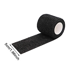 GOETOR Tattoo Grip Cover Wrap 2 Inch x 5 Yards 4 Rolls Breathable Self Adherent Wraps Black Elastic Bandage Tape for Tattoo Grip Cover Sports Wrist Ankle Sprains & Swelling (Black)