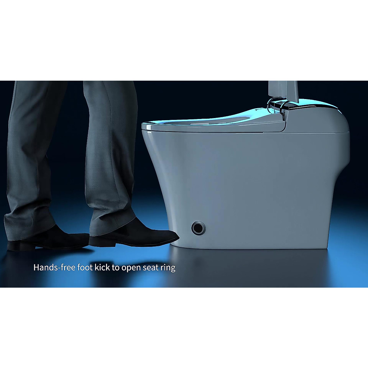 EUROTO [Newest 2023] One-Piece Dual Flush, Integrated Bidet and Toilet, Luxury Auto Open and Close Lid Heated Seat, Warm Dryer and Air Deodorizer, White (2022 Foot Feel Flip Flap Smart Toilet)
