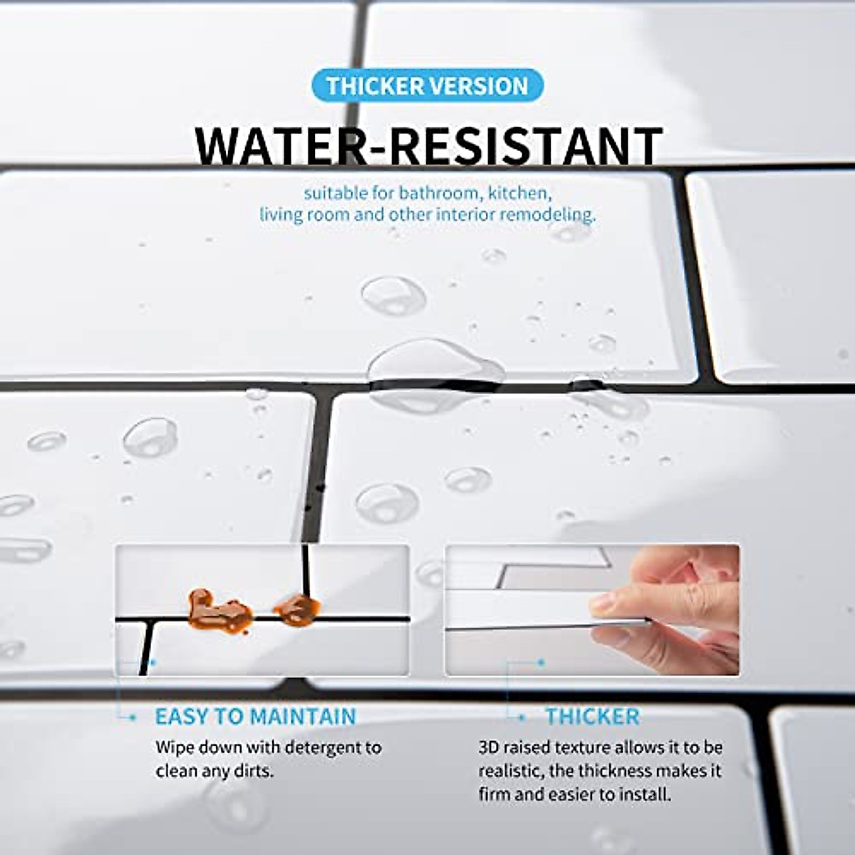 Art3d Peel and Stick Backsplash, 14x12 Subway Tiles, White Faux Ceramic Tiles (10 Tiles, Thicker Version)