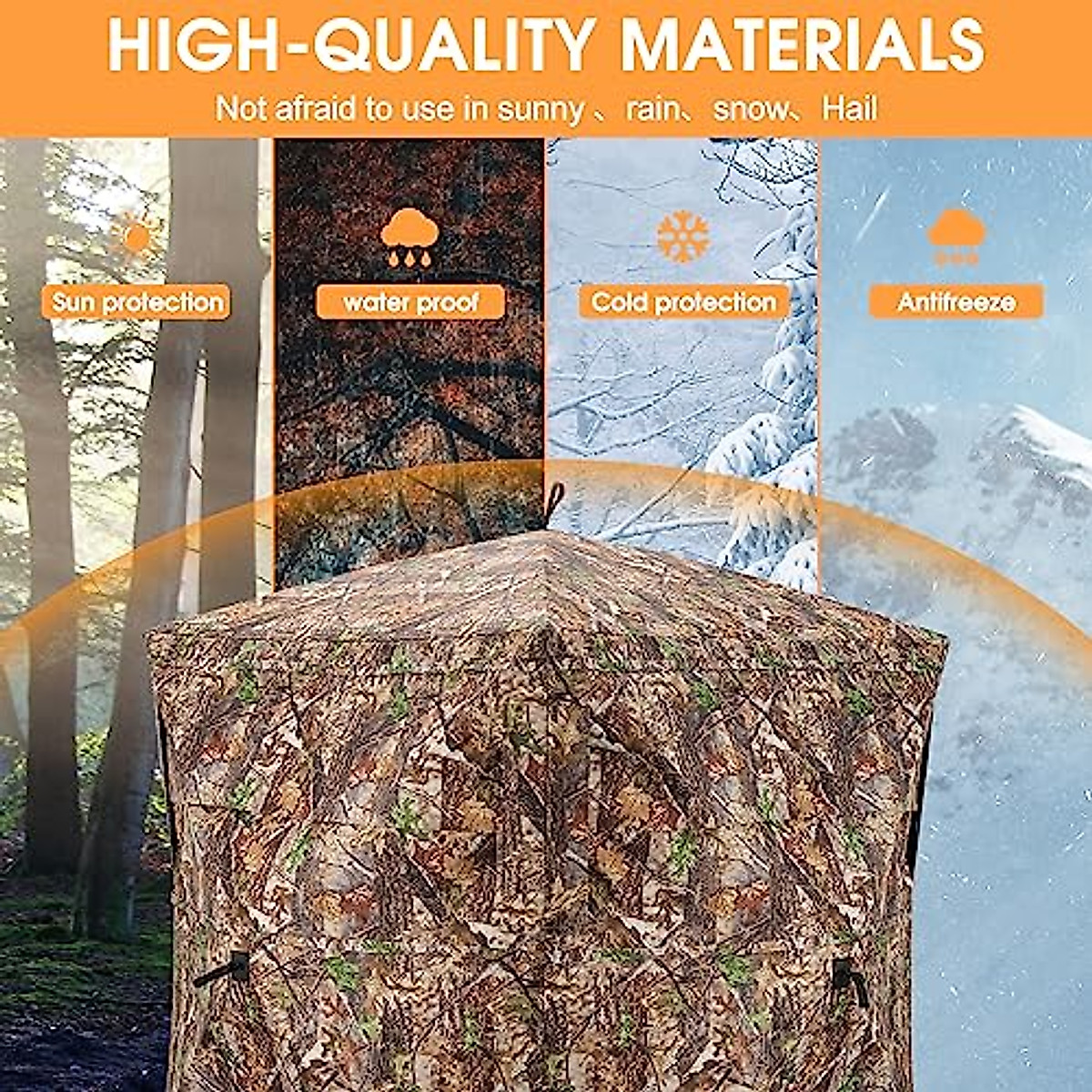 XProudeer Hunting Blind,See Through Ground Blinds with 270 Degree,2-3 Person Pop Up Portable Hunting Blinds,Camouflage Hunting Tent for Deer & Turkey Hunting