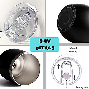 Joyloce Camper Wine Tumbler Coffee Mug, Camping Gifts Cup Stemless Tumblers with Lid Stainless Steel Insulated Vacuum 12 Oz, Gifts for Camping Lover RV Gifts, Making Memories One Campsite At A Time