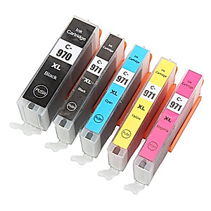 FTVOGUE 970‑971 Multi Colors Ink Cartridge Replacement Inkjet Printer Cartridges for PIXMA MG5790 MG5795 (BK BK C M Y 5 Colors)