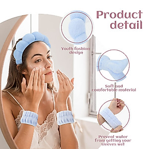 ATROCH Sponge Spa Headbands for Women & Wristband Set,Puffy Makeup Headband Set for Washing Face,Soft Towel Skin Care Head Band,Cute Hair Band Shower 4 Pcs