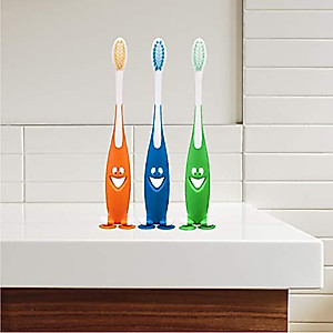 RM Oral Kids Healthy Smiles Suction Cup Soft Toothbrushes, 3 Count Twin Pack