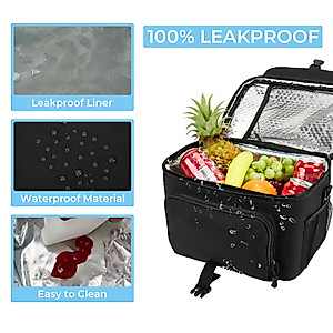 Ronyes Tactical Lunch Box for Men， Large Insulated Lunch Bag with Shoulder Strap,Heavy Duty Lunch Cooler MOLLE Webbing, Leakproof Lunch Pail for Work Camping Fishing-Black