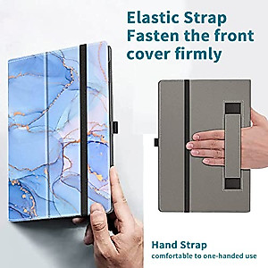 COOWPS Folio Case for Amazon Fire HD 10 (ONLY Fit 11th Generation, 2021 Release) and Fire HD 10 Plus Tablet - Slim Folding Stand Cover with Auto Wake/Sleep & Hand Strap, Blue Marble