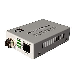 PoE Fiber Multimode LC 850nm Gigabit Ethernet Media Converter - Supplies IEEE 802.3 PoE & PoE+ PSE Power & Extends Distance Over Fiber up 550m (0.34 Miles) - 10/100/1000 Autosensing UTP LAN Port