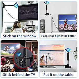 Digital HDTV Antenna - Powerful Magnetic Base - Coaxial Cable/AC Adapter - 60+ Mile Signal Reception Range - Indoor or Outdoor HDTV Antenna Support 4K 8K 1080P All TV's