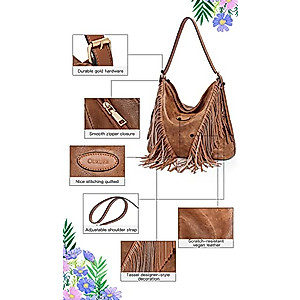 Shoulder Bags for Women Crossbody Bags Hobo Satchel Handbags Tote Bags Vintage Tassel Multi Pockets Zipper Adjustable Strap