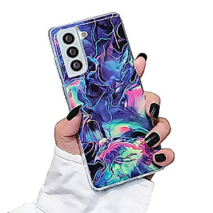 Sunswim for Galaxy S21 Plus Case Protective Cover Marble Phone Case for Women Girls Sparkle Slim Fit Shockproof Soft Silicone Rubber TPU Bumper Case for Samsung Galaxy S21 Plus 5G Case 6.7" 2021-Blue