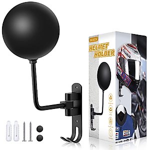 SKIKEN Helmet Holder Rack (White) Wall Mounted, Football Helmet Rack Stand, Wall Motorcycle Helmet Rack, Storage Rack for Motorcycle Jacket, Baseball and Sports Helmet (White, 1Pack)