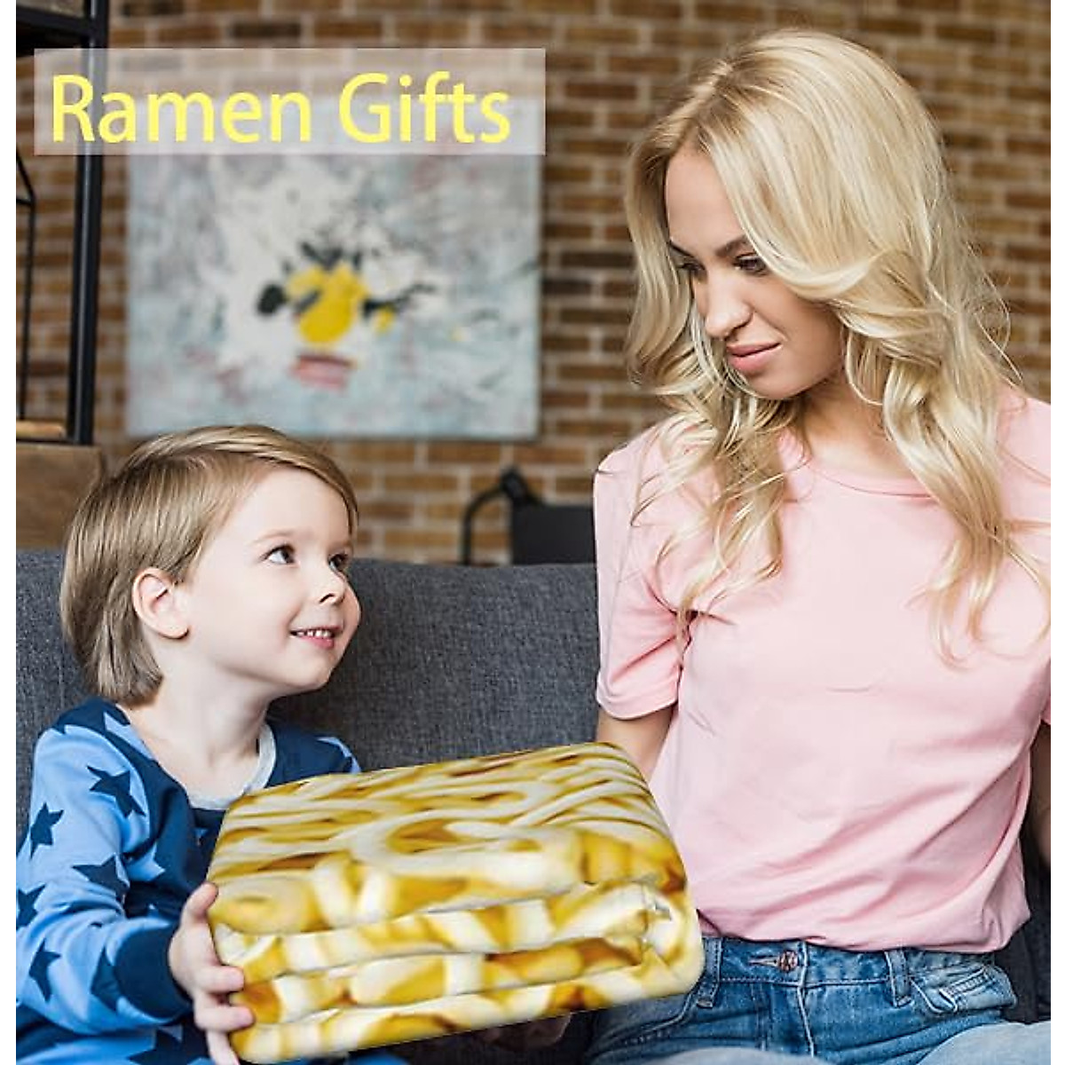 Sofevaim Noodles Ramen Blanket Realistic Food Blanket, Dad Blanket Birthday Gifts for Son from Dad, Funny Throw Blanket for Couch Sofa Bed, Ramen Blanket Stupid Gifts for Girls Kids Adults 60" X 50"