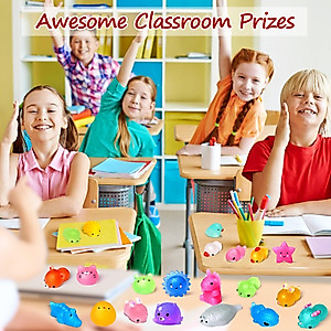 LUDILO Mochi Animal Squishies Toys 2nd Generation Glitter Mochi Squishy 28pcs Kawaii Mini Squishies Party Favors for Kids Stocking Stuffers Class Prizes Valentines Birthday Gifts Easter Egg Fillers