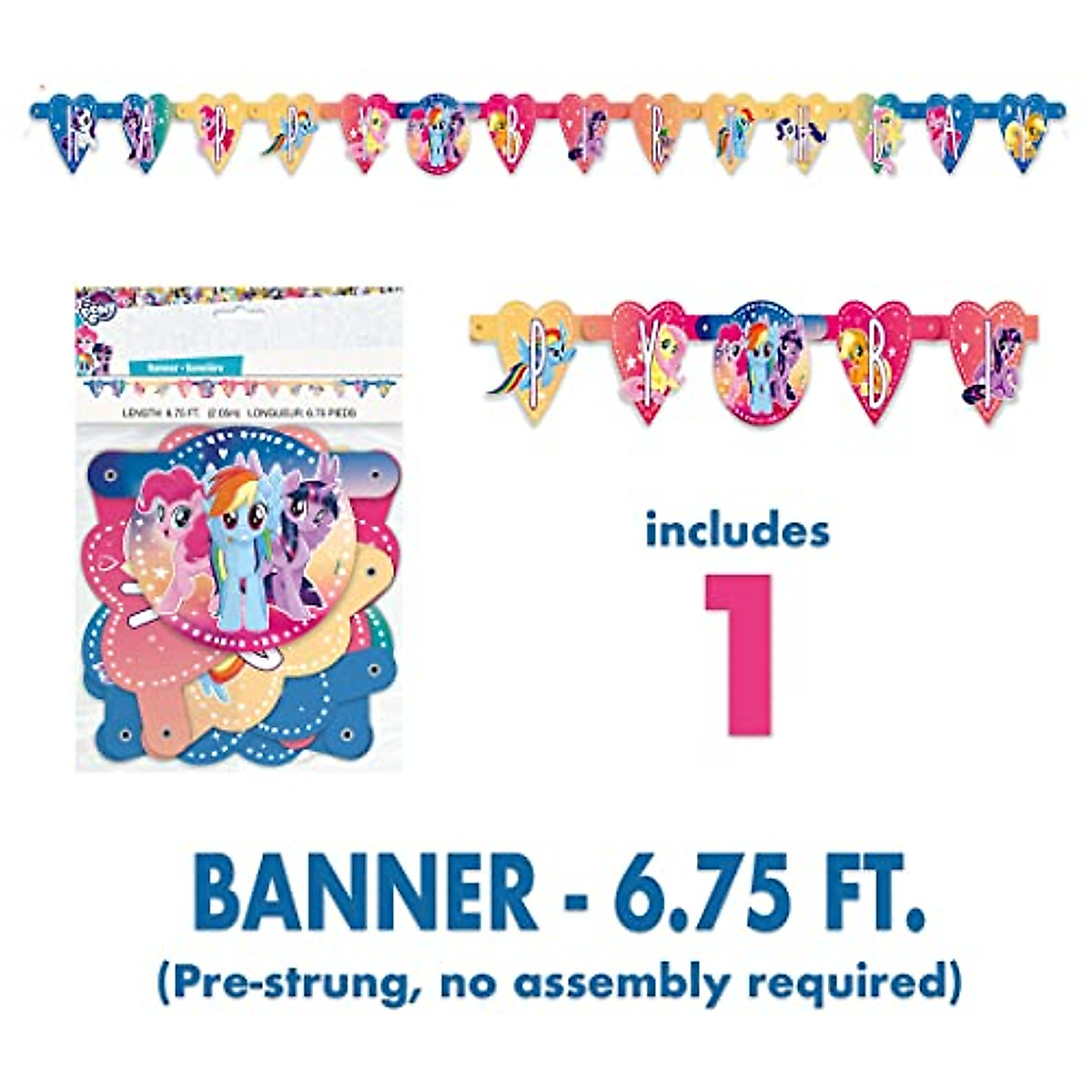 My Little Pony Party Supplies, My Little Pony Birthday Party Supplies and Decorations for 16 Guests with Banner, Tablecover, Plates, Cups, Napkins and Button