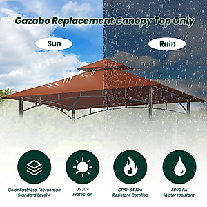 OLILAWN Grill Gazebo Replacement Canopy Roof, 5' x 8' Outdoor BBQ Gazebo Canopy Top Cover, Double Tired Grill Shelter Cover with Durable Polyester Fabric, Fit for Model L-GG001PST-F, Burgundy