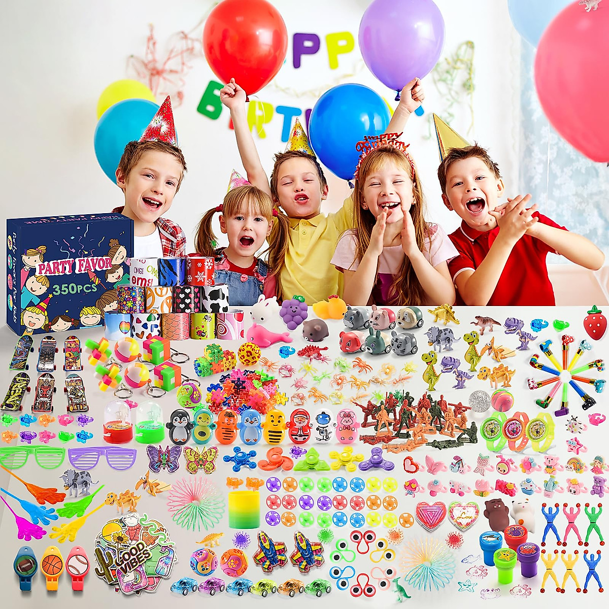 Yutin 350PCS Prize Box Toys for Kids Classroom, Party Favor Bulk for Kids 4-8 8-12, Goodie Bag Stuffers, Pinata Filler, Treasure Chest Box for Kids Prizes, Birthday Gift Bags for Boys Girls 3-5