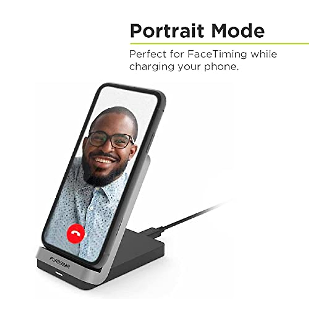 PureGear 10W Fast Wireless Charging Pad with Kickstand, Qi-Certified Wireless Charging Stand for iPhone 11, 11 Pro, 11 Pro Max, SE,Xs Max, XR,XS, Galaxy S22, S21,S20,S10,S9 & More Qi Enable Devices