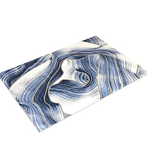 Abani Blue & Ivory Metallic Contemporary Ribbon Area Rug, Rugs Swirl Design Neutral Non-Shed 6' x 9' Bedroom Rug