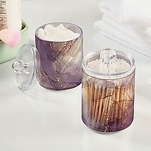 SUABO Plastic Jars with Lids,Purple MarbleStorage Containers Wide Mouth Airtight Canister Jar for Kitchen Bathroom Farmhouse Makeup Countertop Household,Set 2