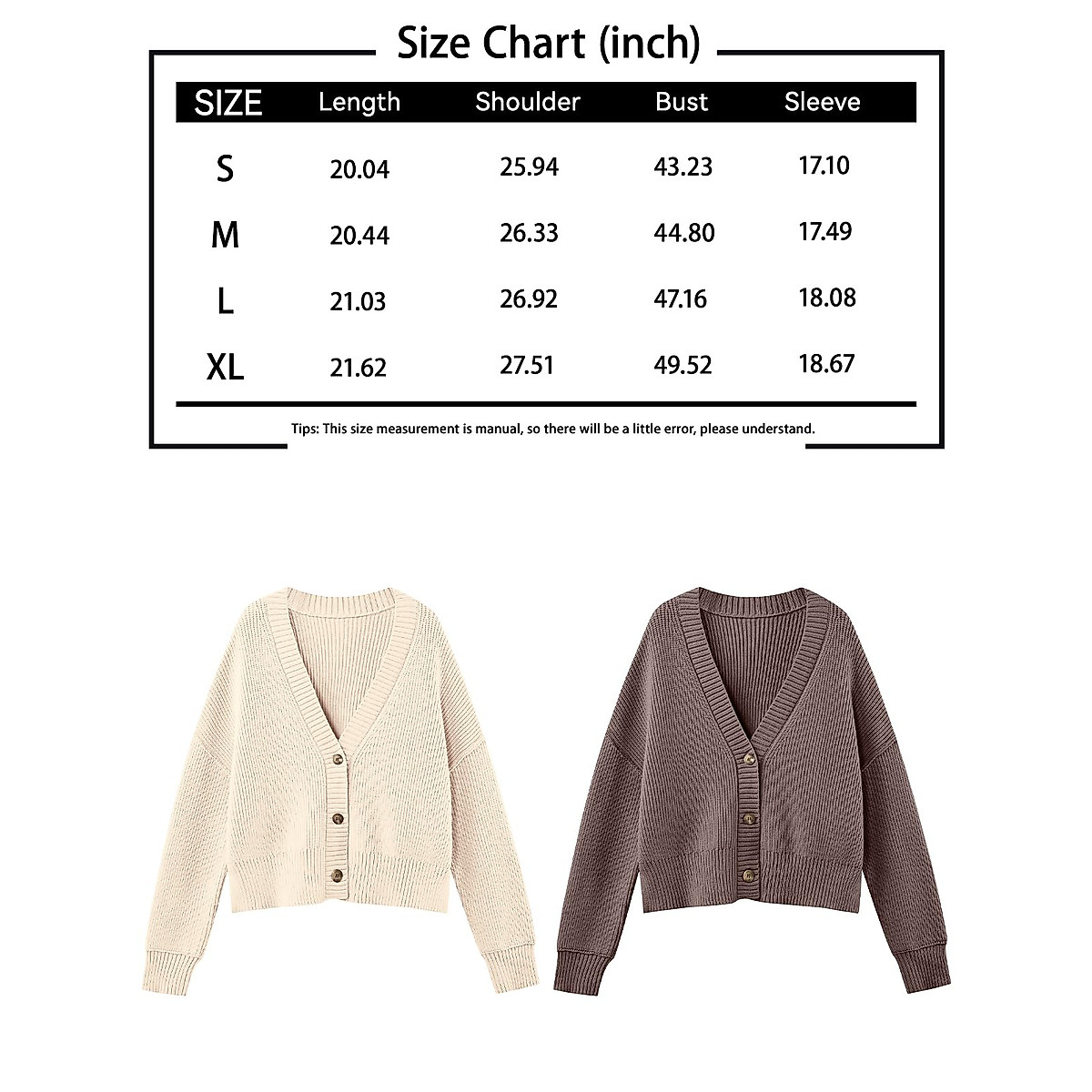 LILLUSORY Women's Cropped Cardigan Oversized Button Sweaters 2025 Fall Trendy Knit Dressy Fashion Outfits Apricot S