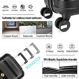 Somago 2 Piece Luggage Set Carry On Suitcase 20 INCH Lightweight Hard Shell PP Suitcase with TSA Lock Spinner Wheel 22x14x9 Airline Approved (Classic Black)