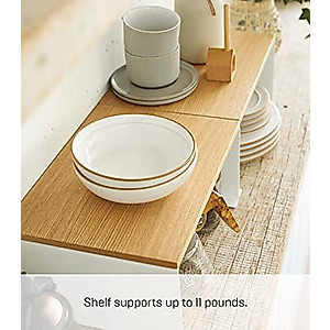 Yamazaki Wood-Top Stackable Kitchen Rack-Modern Counter Shelf Organizer, White