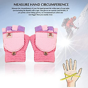 Aniywn Winter Knitted Convertible Fingerless Gloves Mittens Cute Warm Mitten Gloves for 3-7 Years Old Kids Boys Girls