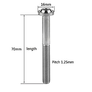 Wanyifa Titanium M8 10 15 20 25 30 60 70mm Torx Head Bolt Screw Pack of 4 (M8x70mm, Silver)