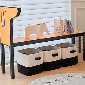 R RUNKA Storage Cube Baskets for Organizing-3 Pack - 11 inch Square Baskets for Cube Storage Closet Storage Bins- Woven Cube Storage Bins for Shelves- Cube Drawer-Toy Storage |White & Black