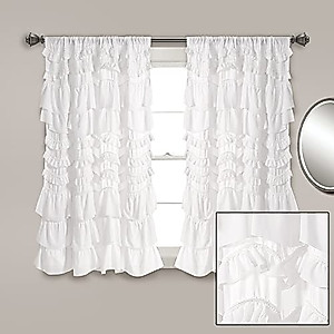 Lush Decor Kemmy Window Curtain Panel (Single), 63" Long x 52" Wide, White