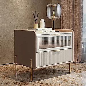 HIGOH Bedside Table Bed Head Cabinet Easy Storage Bed Leather Smart Side Cabinet Bedroom